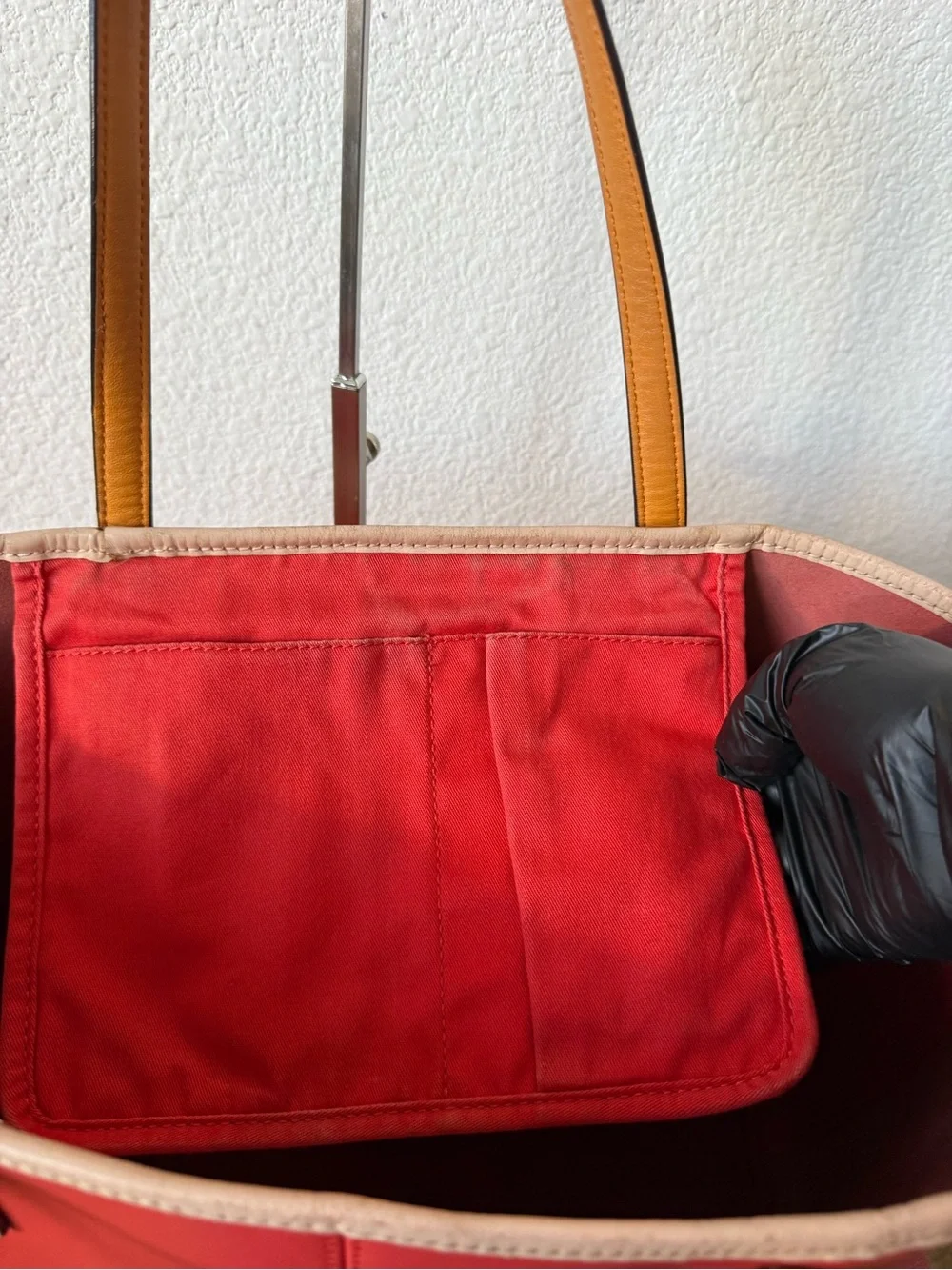 Coach | Bags | Coach F2434 Coral Red Orange Saffiano Leather City Tote ...